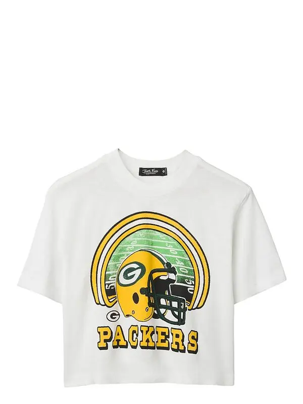 Junk Food Clothing Nfl Green Bay Packers Game Time Crop Tee - Vintage White