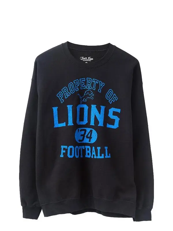 Junk Food Clothing Nfl Detroit Lions Fleece Crewneck - Black