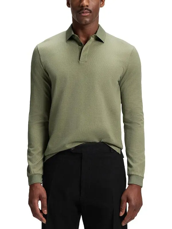 BOSS Pado Long Sleeve Mercerized Cotton Polo Shirt - Medium Green
