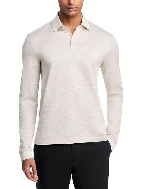 BOSS Pado Long Sleeve Mercerized Cotton Polo Shirt - Open White