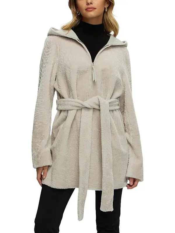 Gorski Reversible Shearling Zip Parka Coat - Beige/beige