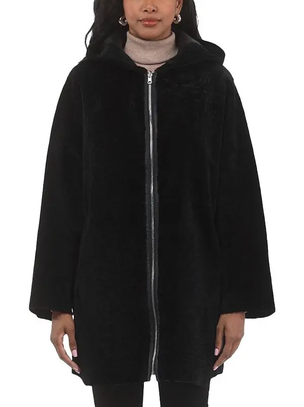 Gorski Reversible Textured Shearling Parka Coat - Black/black