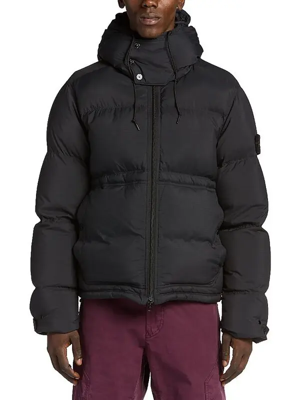 Stone Island Nylon Quilted Down Coat - Black
