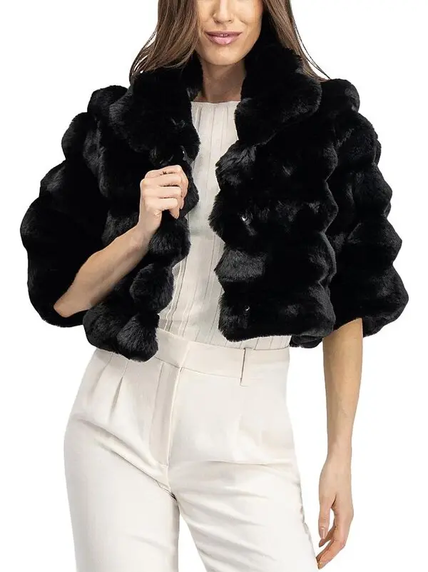 LYLA GRANT Faux Fur Bolero - Black Chinch
