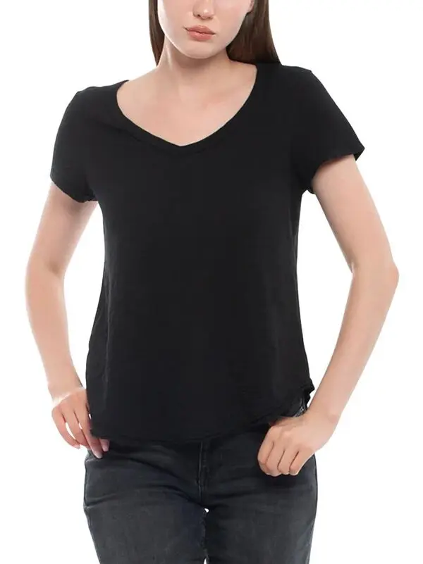 WILT CLOTHING Short Sleeve Raw Hem Shirttail Tee - Black