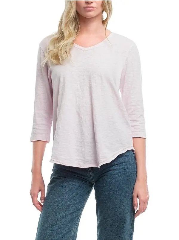 WILT CLOTHING 3/4 Sleeve Raw Hem Tee - Pink A Boo