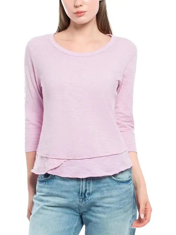 WILT CLOTHING 3/4 Sleeve Shrunken Crew Mock Layer Tee - Mauve Mist