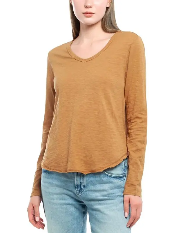 WILT CLOTHING Long Sleeve Shirttail Tee - Medium Brown