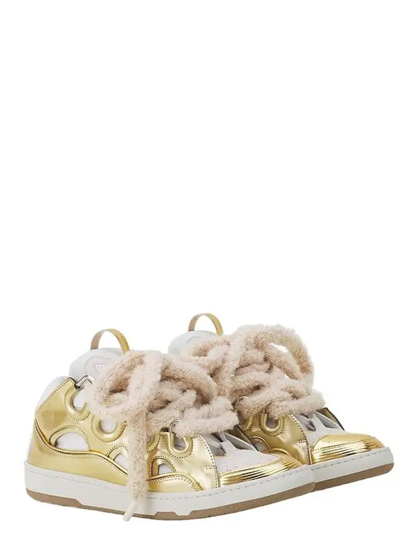 LANVIN Curb Metallic Leather Sneakers - Gold