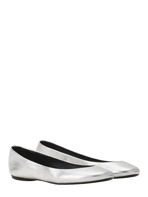 LANVIN Ballerina Flat In Metallic Leather - Silver