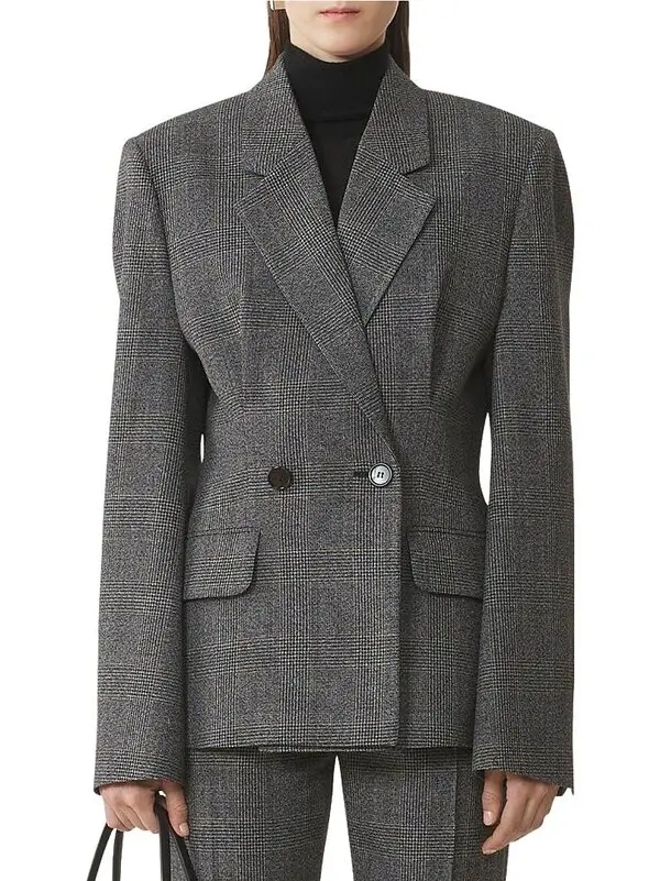LANVIN Double-breasted Tailored Jacket - Dark Grey Melange