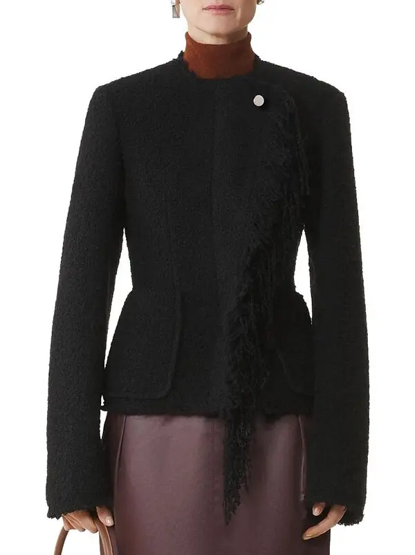 LANVIN Asymmetrical Boucle Wool Jacket - Black
