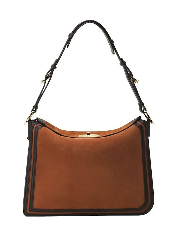 LANVIN Asymmetrical Suede Bag - Chestnuts