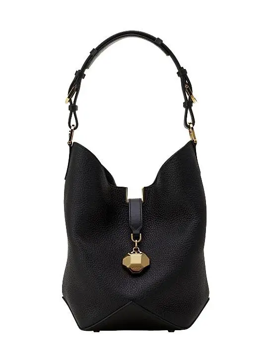 LANVIN Catch Medium Leather Bucket Bag - Black