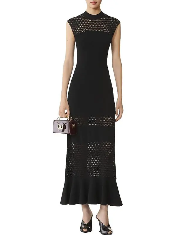 LANVIN Lace Detail Viscose Dress - Black