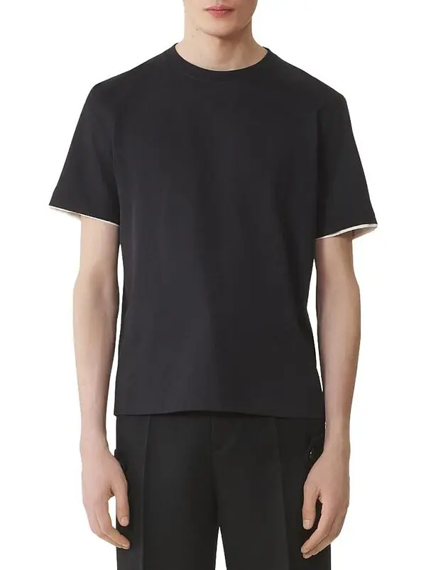 LANVIN Cotton T-shirt With Silk Detail - Black