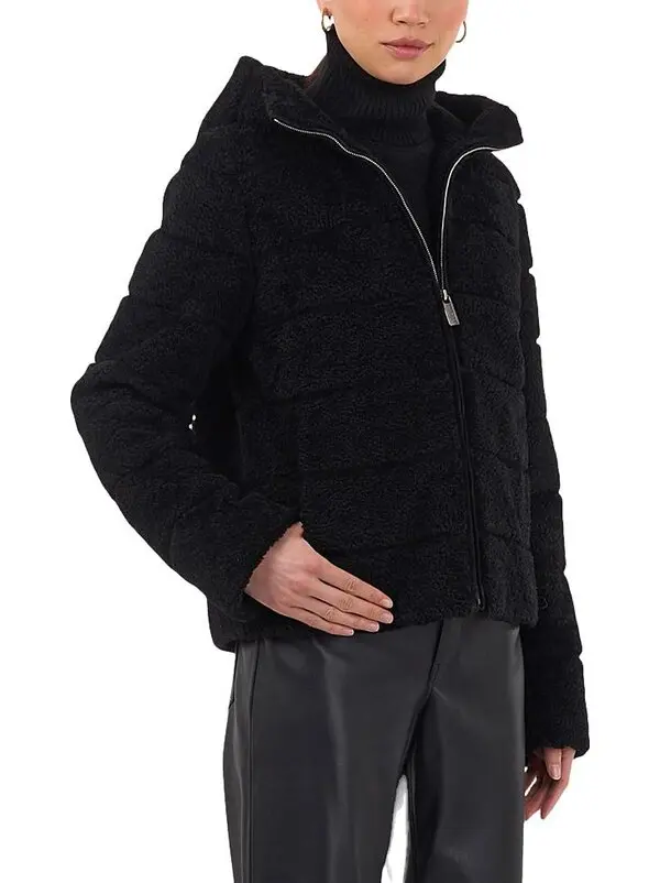 Gorski Shearling Zip Jacket With Hood - Black