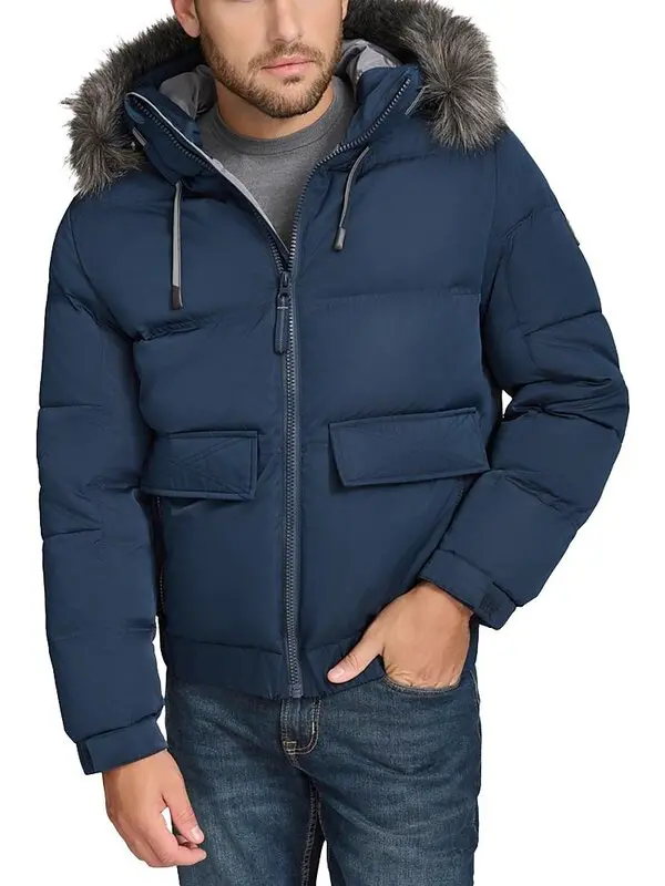 Andrew Marc Lithgow Bomber Jacket With Removable Hood - Ink
