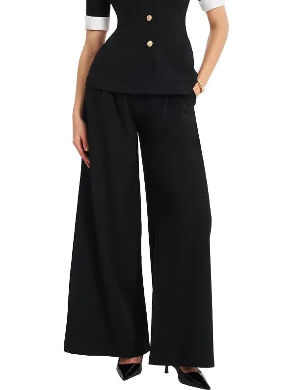 MISS CIRCLE Aleeza Wide Leg Suit Pants - Black