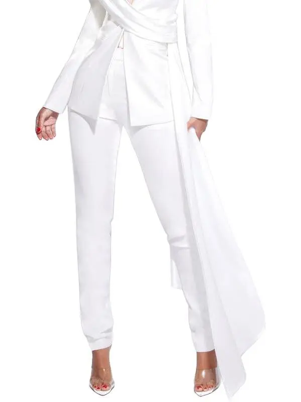 MISS CIRCLE Vaylaa Skinny Fit Crepe Trousers - White