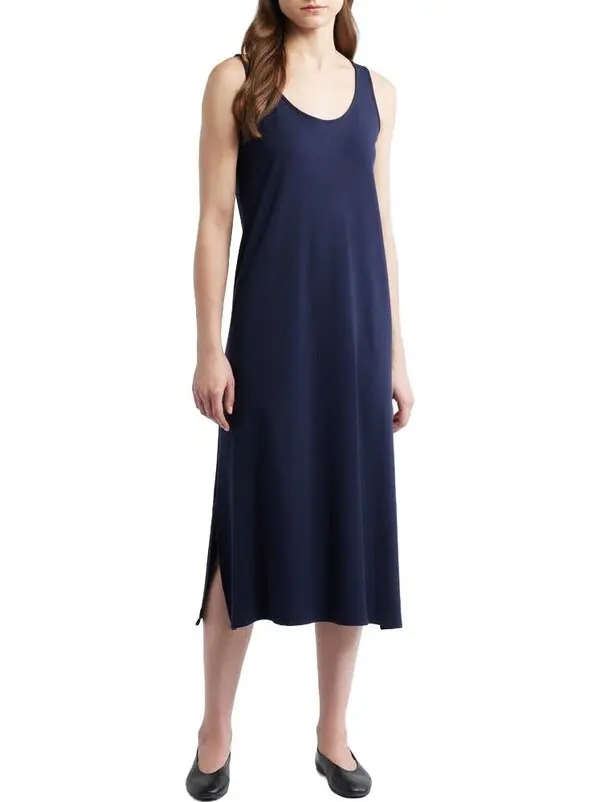 Eileen Fisher Sleeveless Organic Cotton Midi Dress - Ink