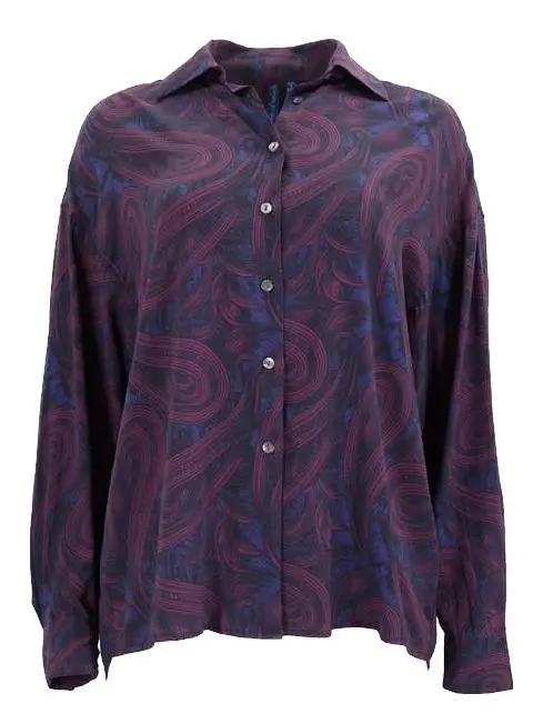 LORDS OF HARLECH Silk Oversized Blouse - Badalona Plum