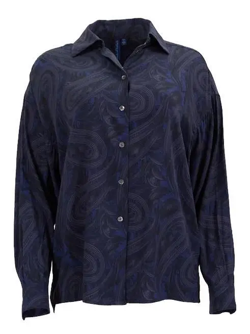 LORDS OF HARLECH Silk Oversized Blouse - Badalona Smoke