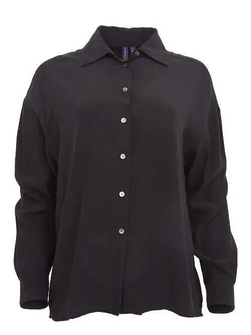 LORDS OF HARLECH Silk Oversized Blouse - Black