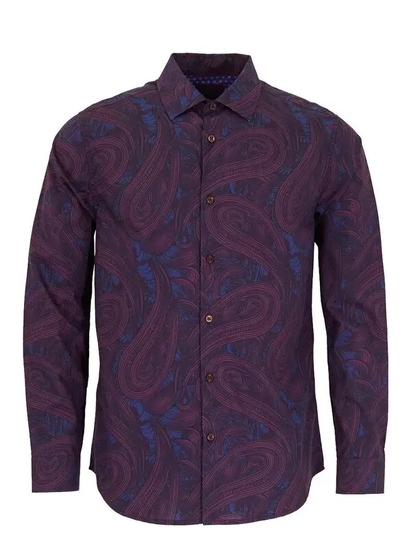 LORDS OF HARLECH Norman Button-up Shirt - Paisley Badalona Plum