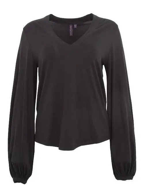 LORDS OF HARLECH Long Sleeve V-neck Top - Black