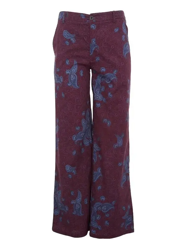 LORDS OF HARLECH Phillis Wide Leg Tailored Pant - Montgat Paisley Plum