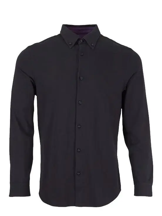LORDS OF HARLECH Sawyer Knit Button-up Shirt - Black