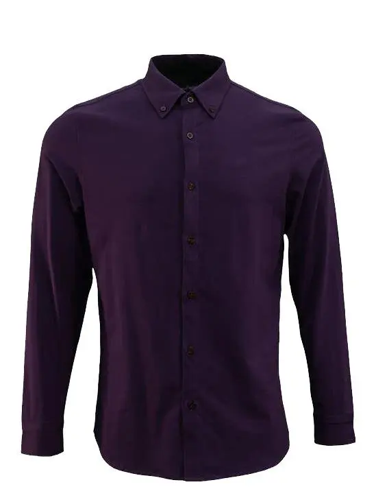 LORDS OF HARLECH Sawyer Knit Button-up Shirt - Plum