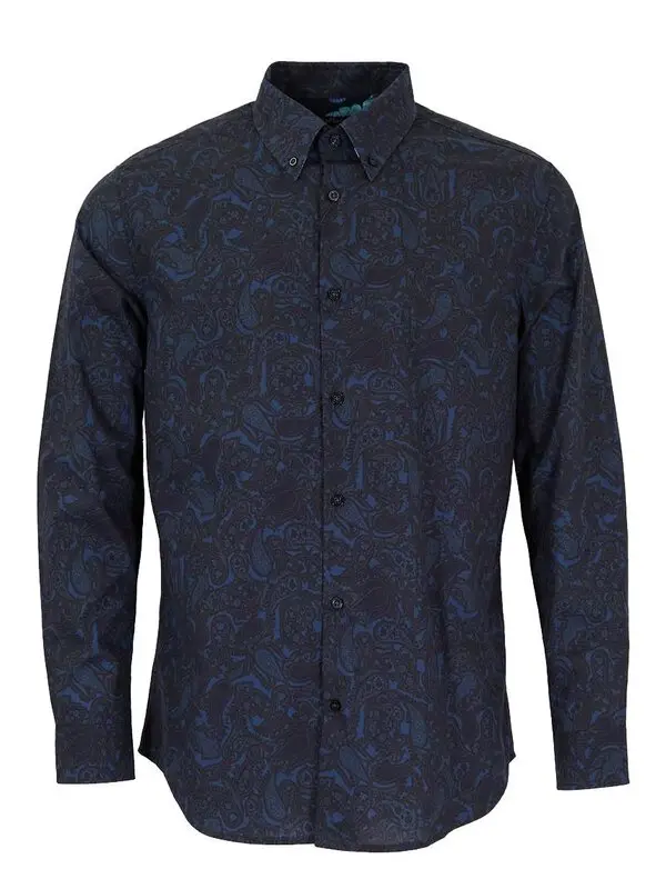LORDS OF HARLECH Morris Button-up Shirt - Madrid Paisley Navy