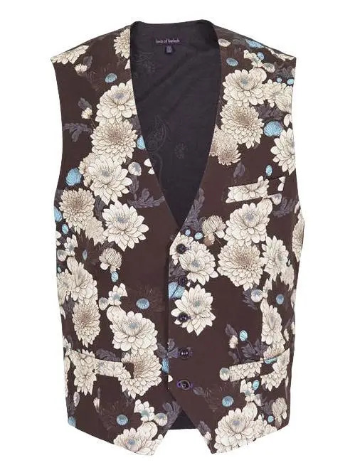 LORDS OF HARLECH Wilbur Waistcoat Vest - Serious Floral Black