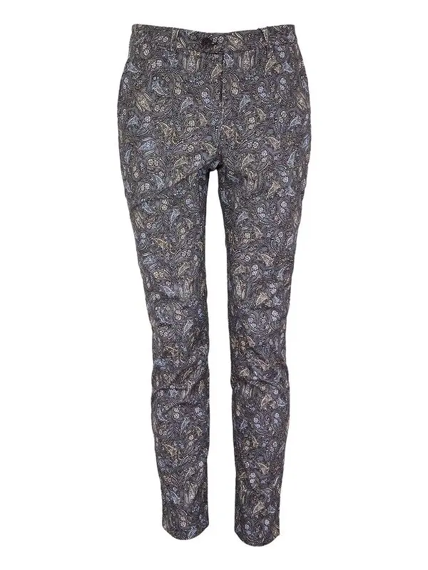 LORDS OF HARLECH Jack Flat Front Stretch Sateen Pant - Madrid Paisley Smoke