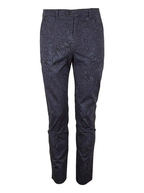 LORDS OF HARLECH Jack Flat Front Stretch Sateen Pant - Montgat Paisley Black