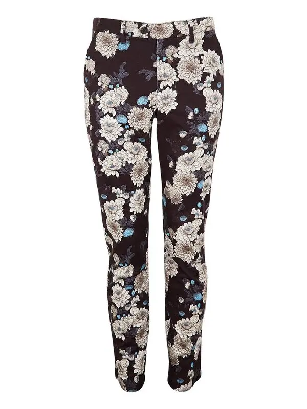 LORDS OF HARLECH Jack Flat Front Stretch Sateen Pant - Serious Floral Black