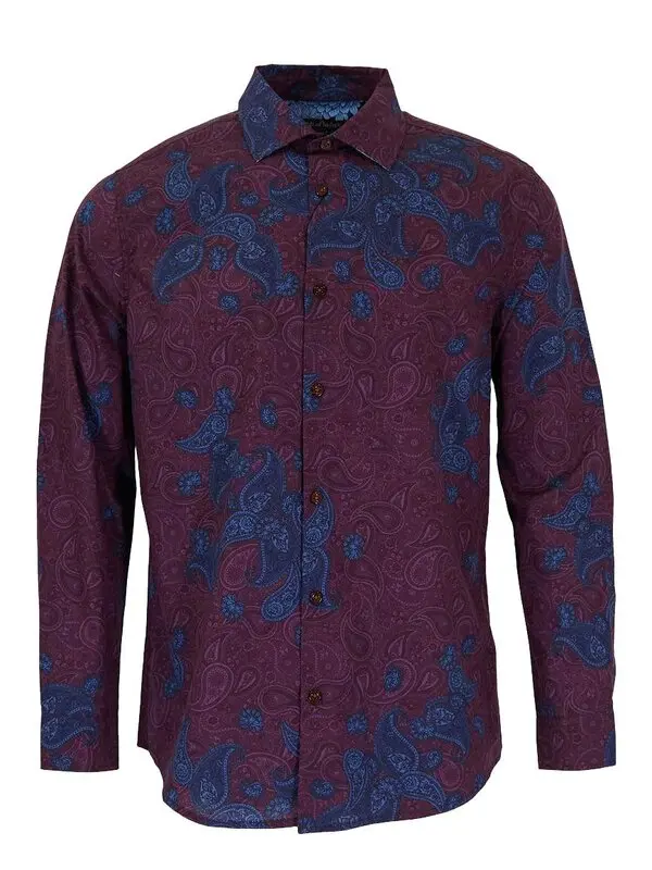 LORDS OF HARLECH Nigel Button-up Shirt - Montgat Paisley Plum