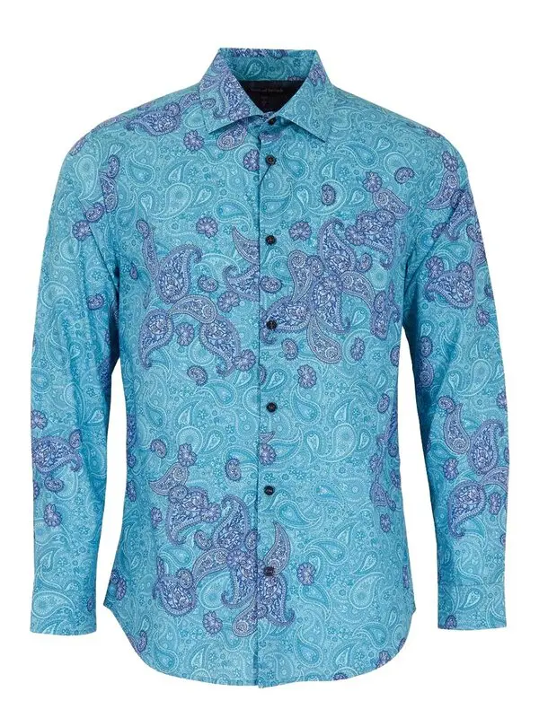 LORDS OF HARLECH Nigel Button-up Shirt - Montgat Paisley Teal