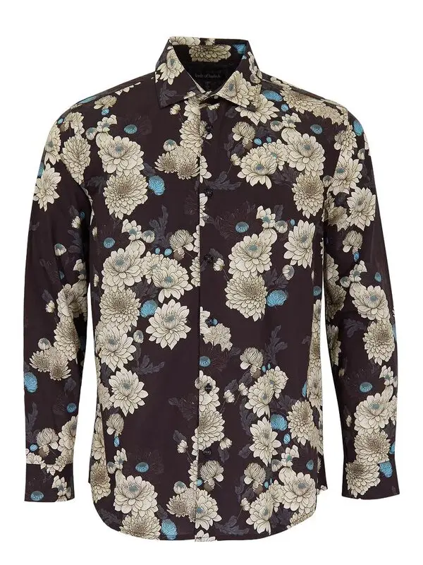 LORDS OF HARLECH Nigel Button-up Shirt - Serious Floral Black