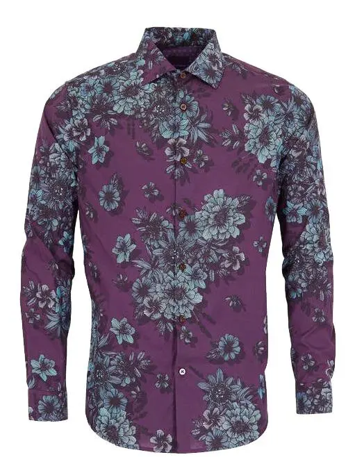 LORDS OF HARLECH Nicoli Button-up Shirt - Valencia Floral Plum