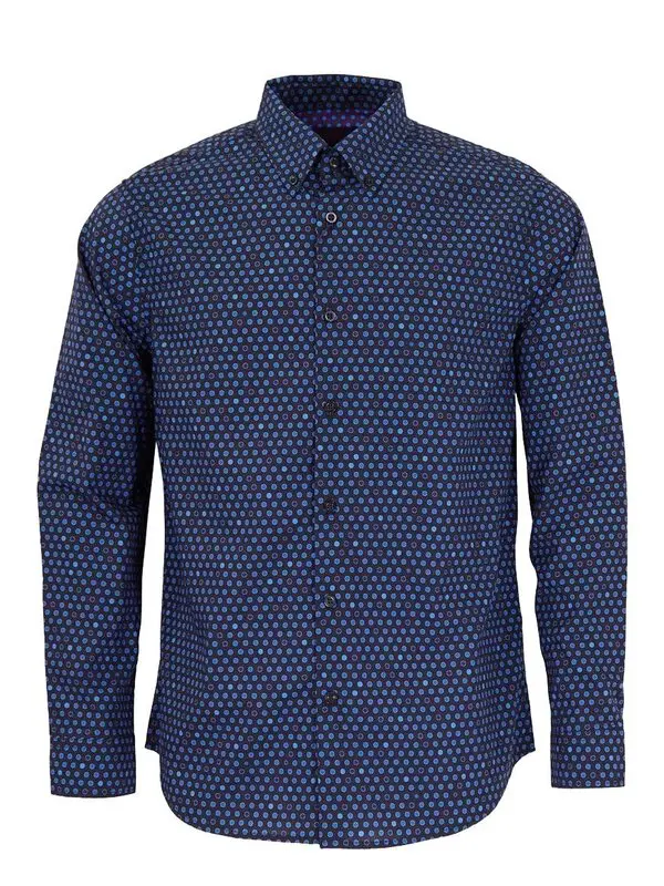 LORDS OF HARLECH Mitchell Button-up Shirt - Polkahalo Navy