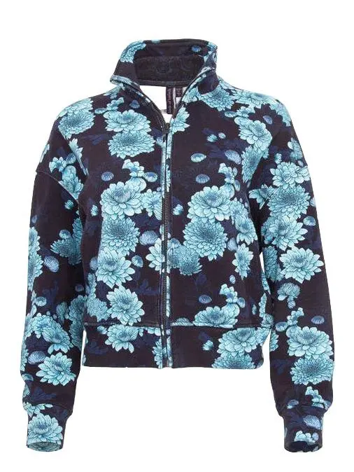 LORDS OF HARLECH June Brushed Knit Crop Jacket - Serious Floral Navy