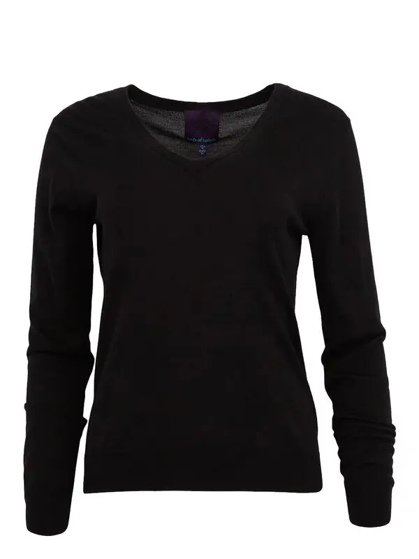 LORDS OF HARLECH Sasha Cashmere Blend V-neck Sweater - Black