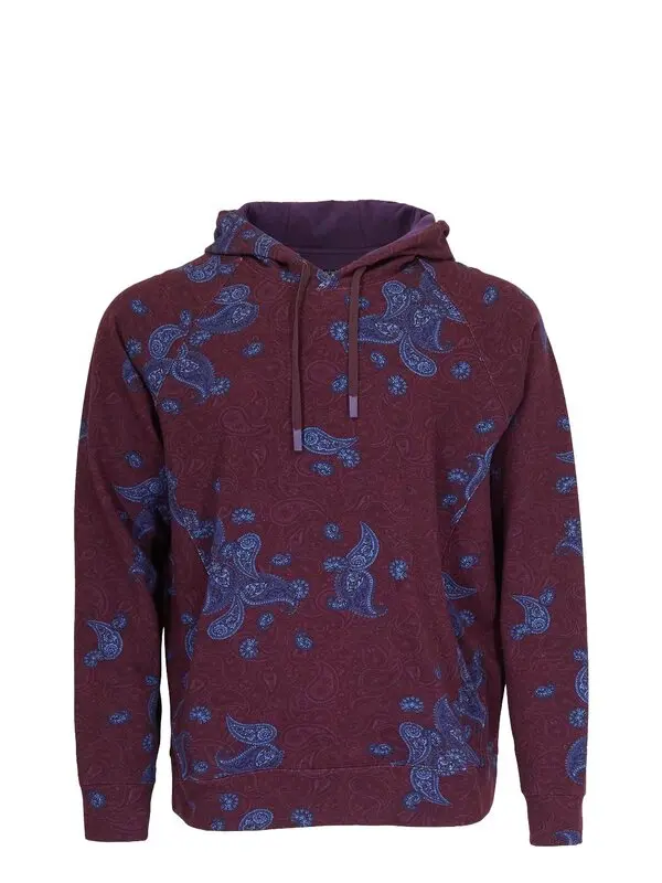 LORDS OF HARLECH Hank Brushed Interlock Hoodie - Montgat Paisley Plum