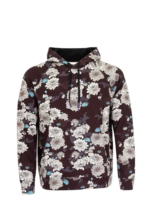LORDS OF HARLECH Hank Brushed Interlock Hoodie - Serious Floral Black