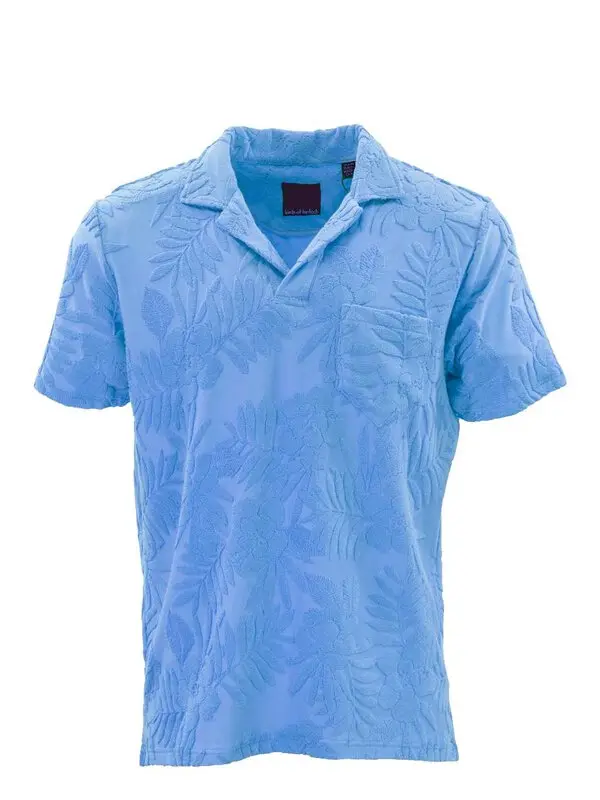 LORDS OF HARLECH Johnny Terry Towel Polo - Farm Floral Terry Blue