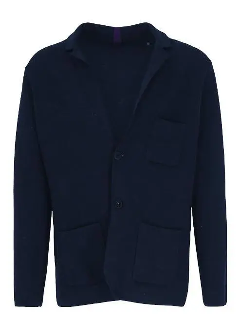 LORDS OF HARLECH Jacob Merino Wool Sweater Blazer - Navy