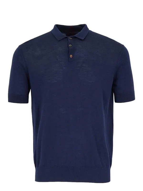 LORDS OF HARLECH Pilgrim Merino Wool Polo Shirt - Navy